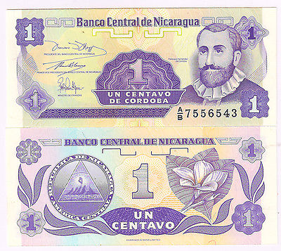 Nicaragua 1 cordoba Unc currency note - KB Coins & Currencies