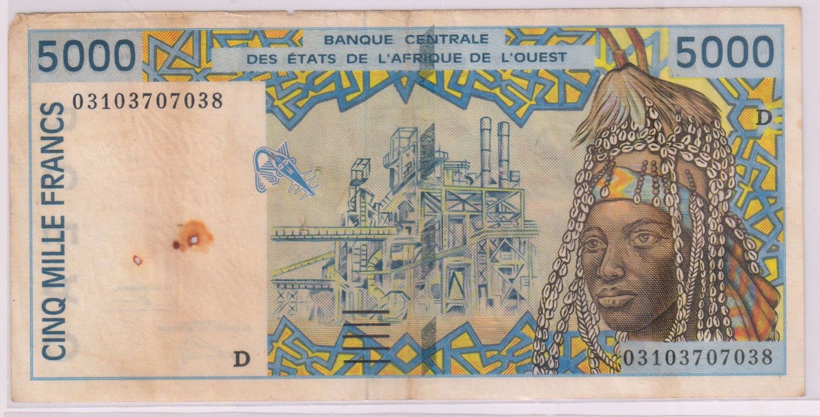 Mali D, West African States - 5000 Francs currency note R13 - KB Coins ...