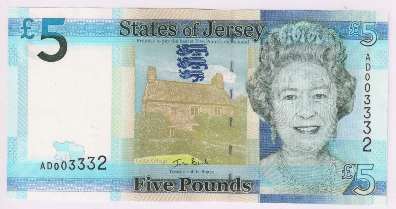 Jersey - 5 pounds 2010 unc currency note - KB Coins & Currencies