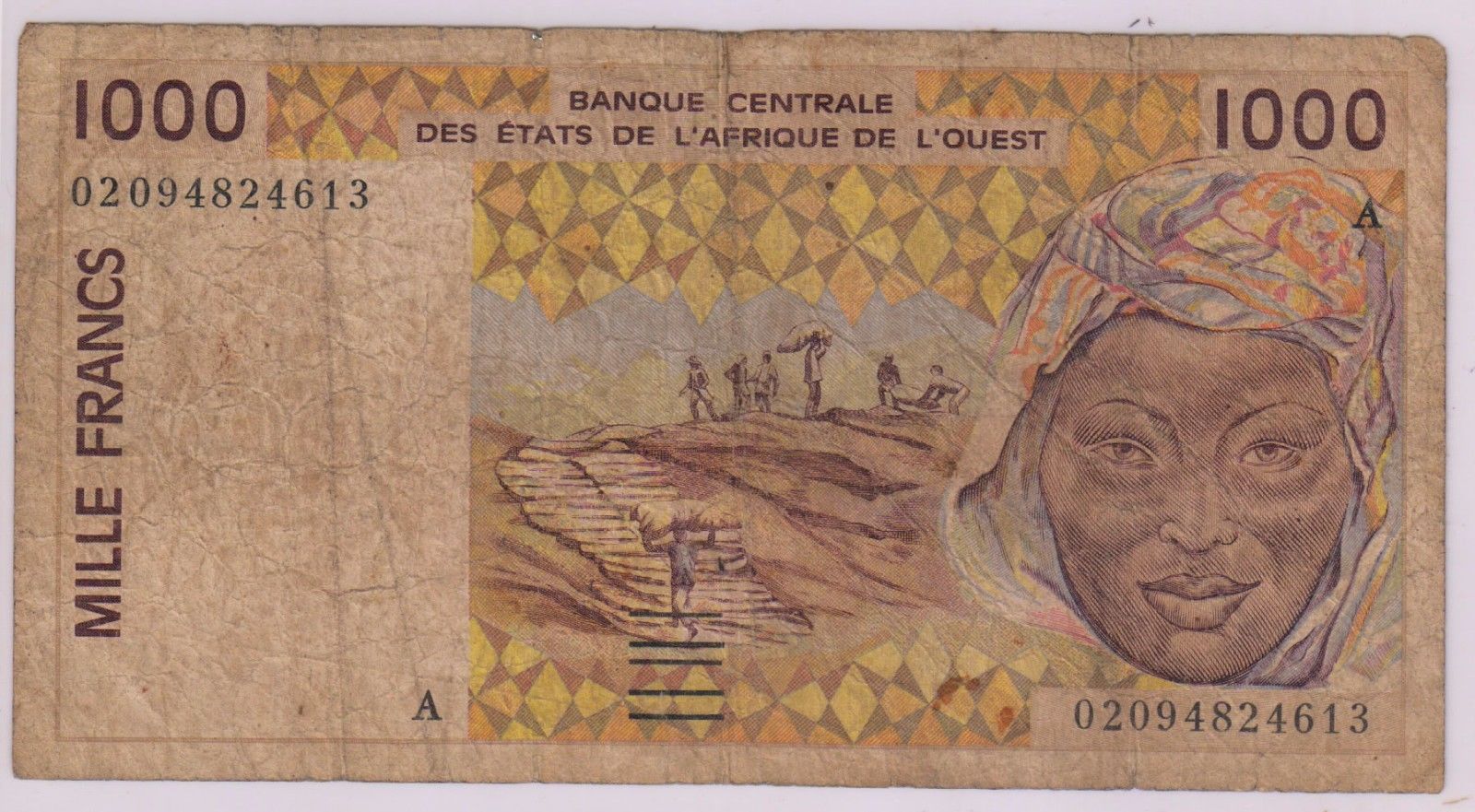 IVORY COAST - West African States - 1000 Francs 1991 currency note A ...