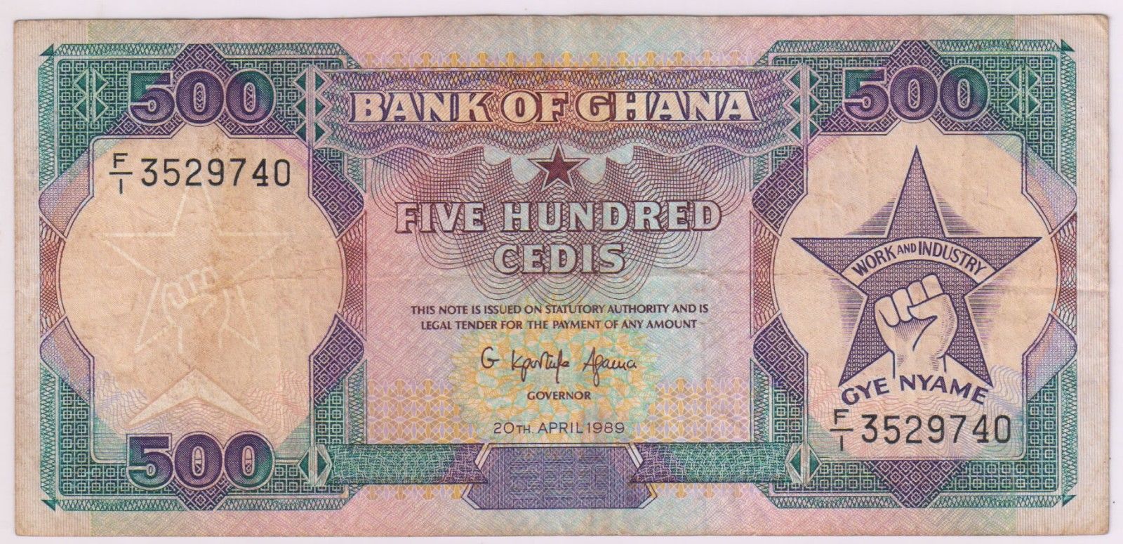 Ghana 500 Frs 1989 Currency Note KB Coins Currencies ghana-500-frs-1989-currency-note-kb-coins-currencies