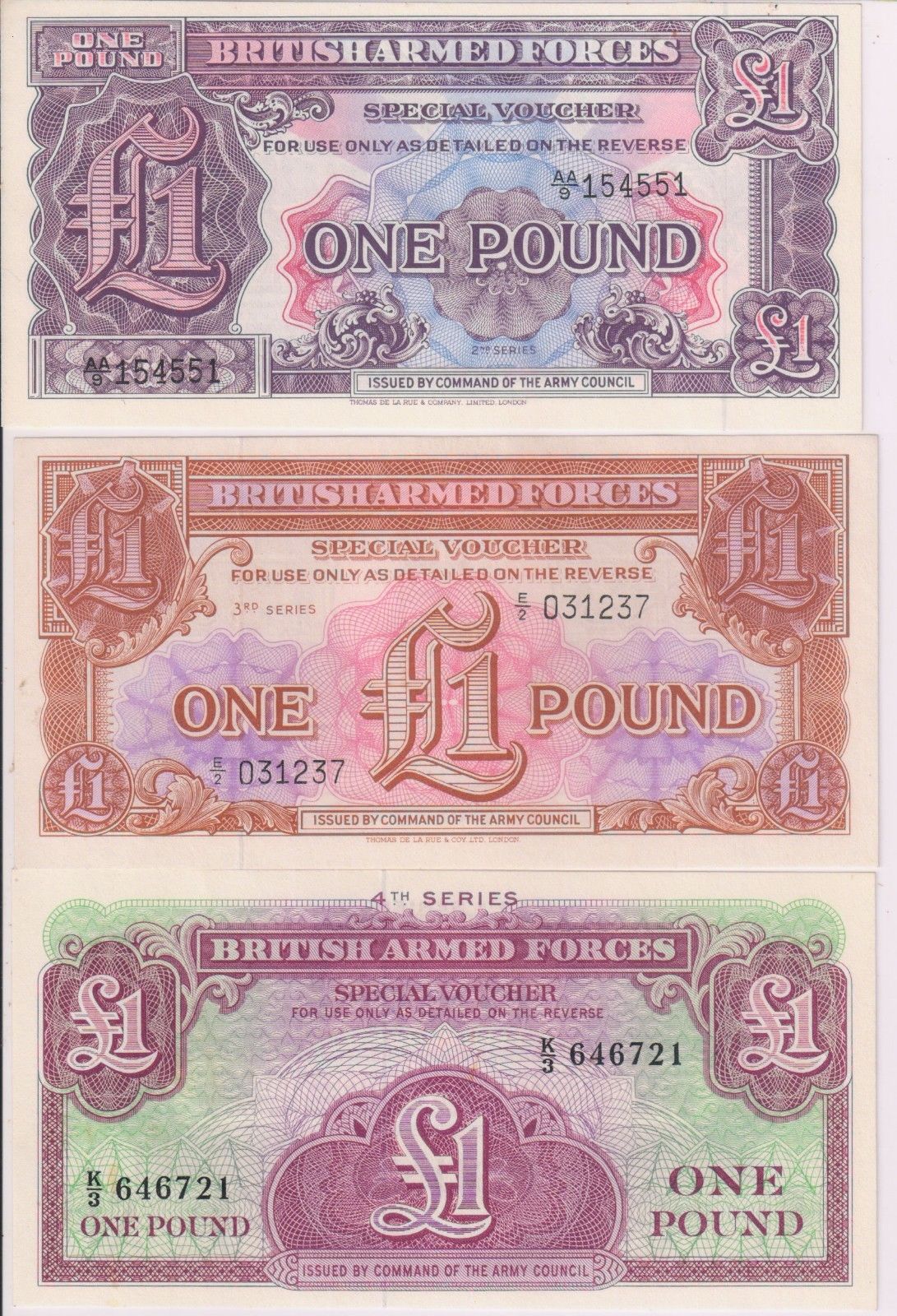 British Armed Forces - 3 different 1 pound currency notes - KB Coins ...