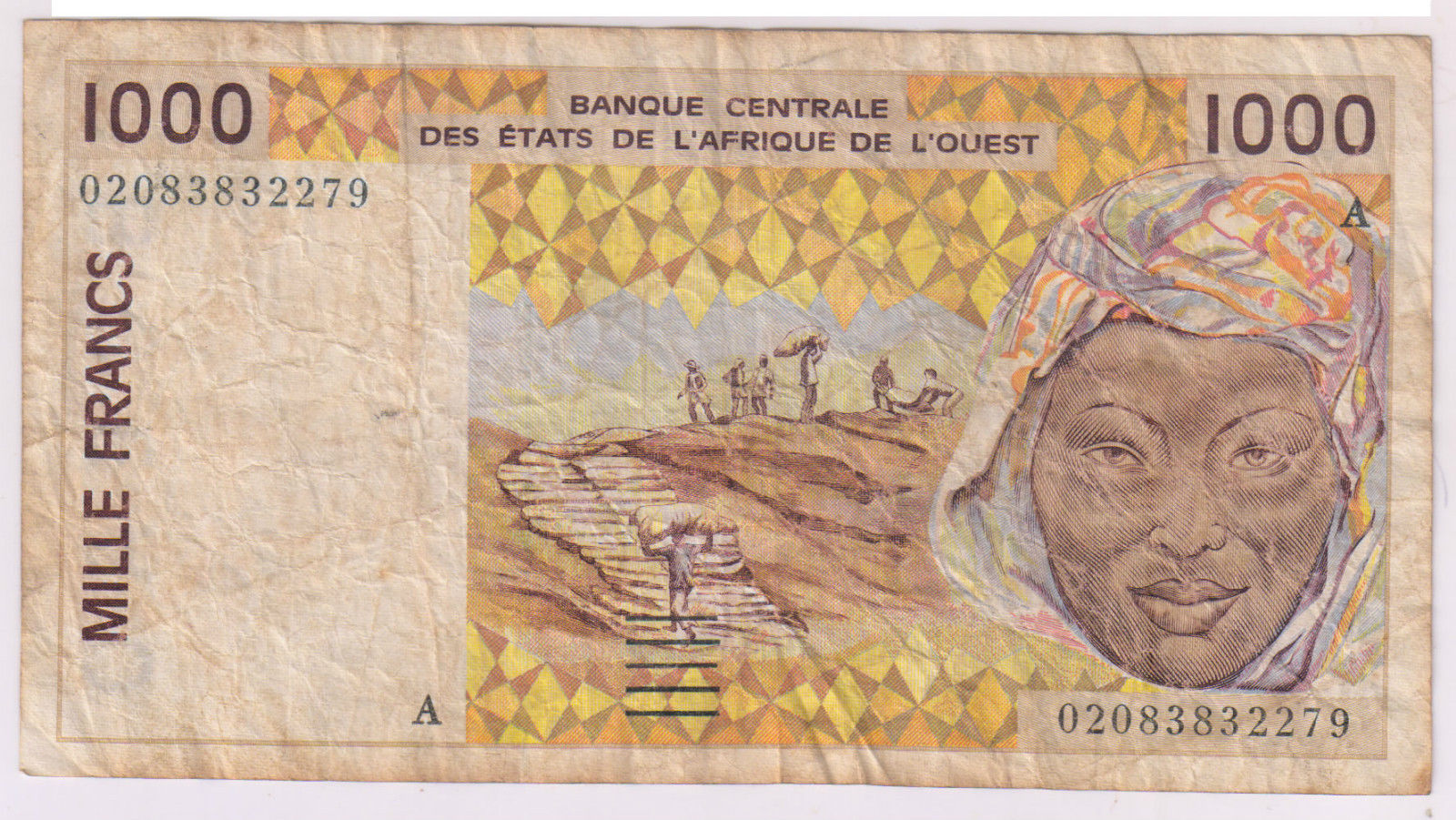 IVORY COAST - West African States - 1000 Francs 1991 currency note - KB ...