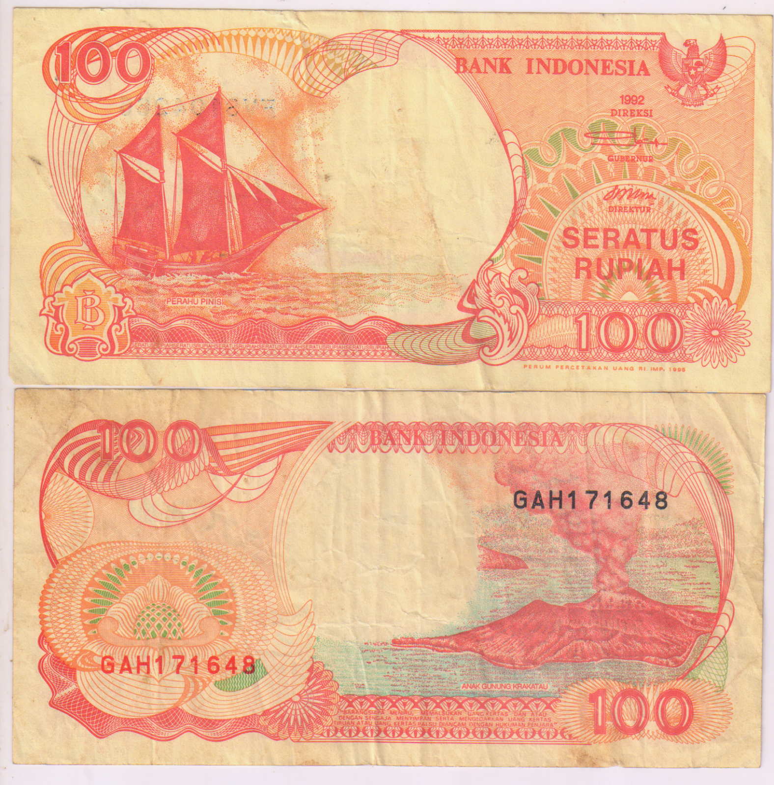 INDONESIA - 100 rupiah 1992 used currency note - KB Coins & Currencies