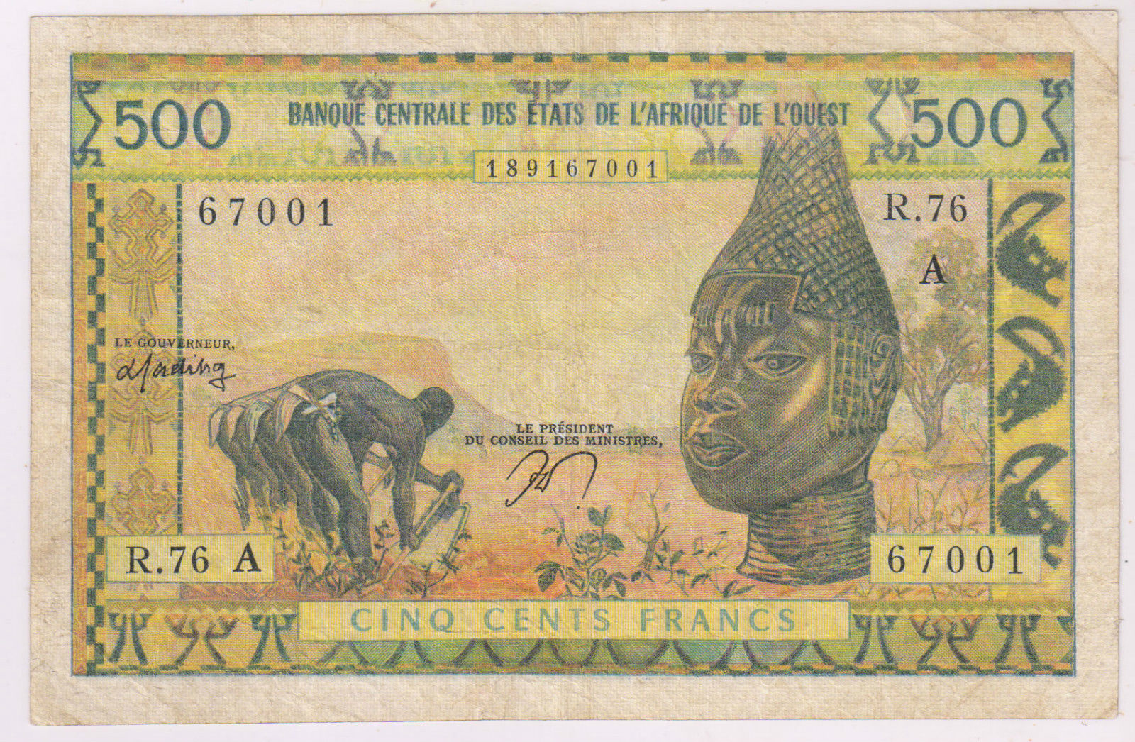 Ivory Coast - West African States - 500 Francs 1961 used currency note ...