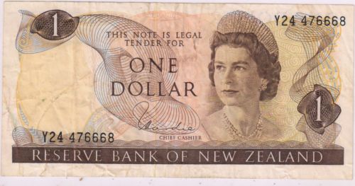 New Zealand - 1 dollar 1968 - 77 currency note Y24 - KB Coins & Currencies