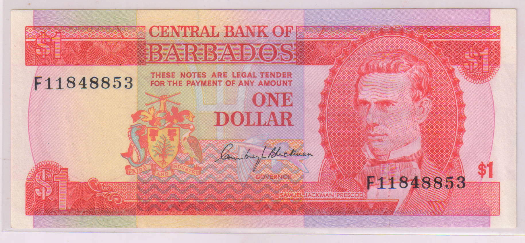 Barbados - 1 dollar 1973 unc currency note - KB Coins & Currencies