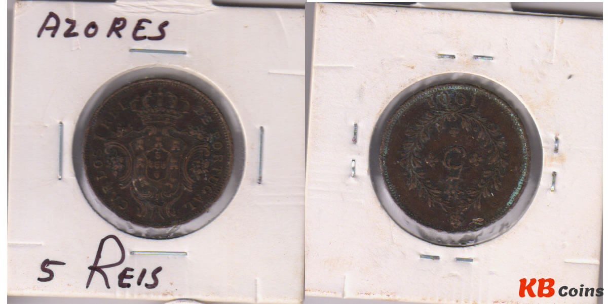 Azores - 5 ries 1901 scarce coin - KB Coins & Currencies
