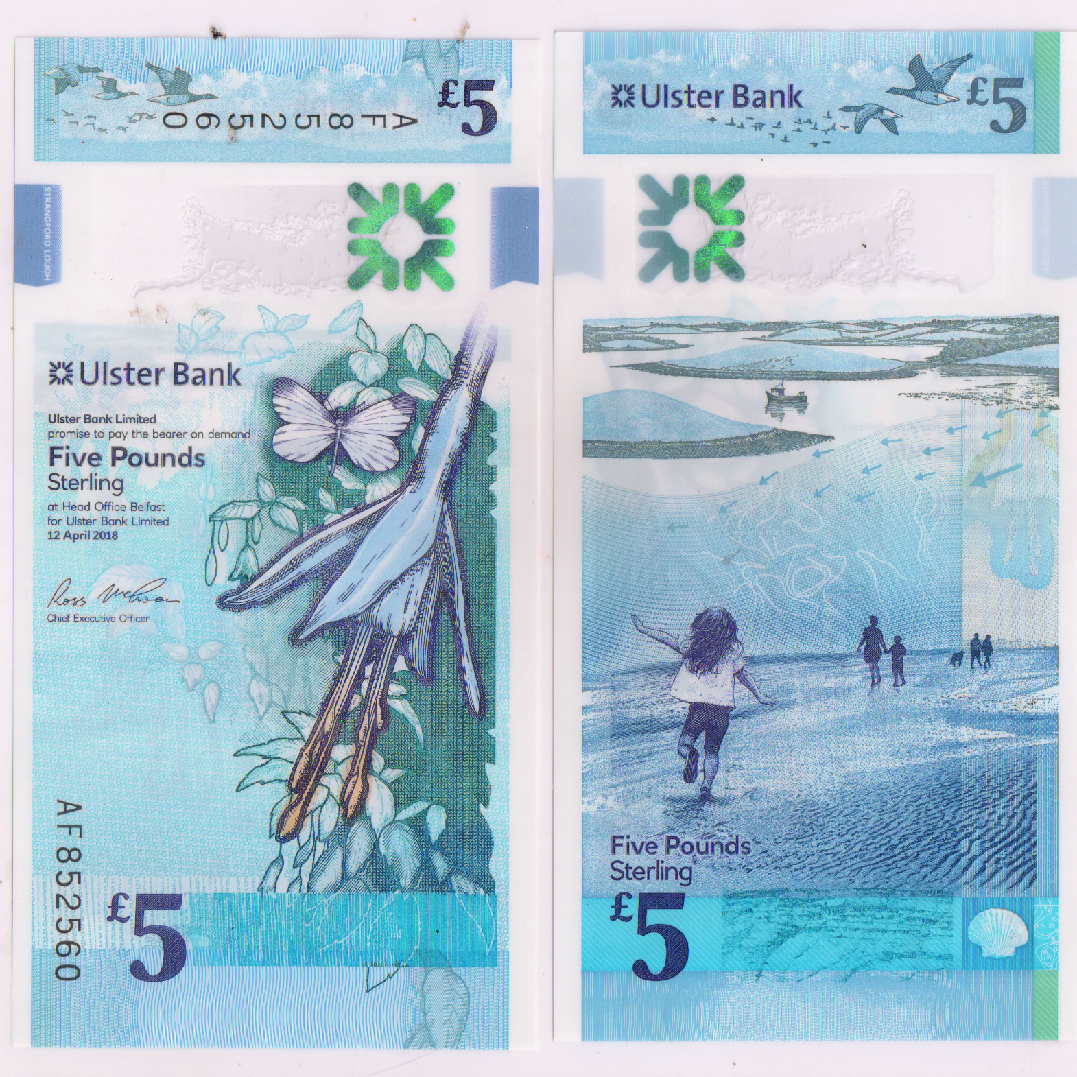 Northern Ireland - 5 pounds 2018 ,hybrid polymer unc currency note - KB ...