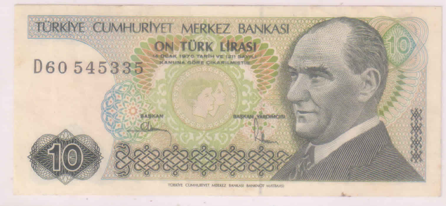 Turkey - 10 lira 1970 used currency note - KB Coins & Currencies