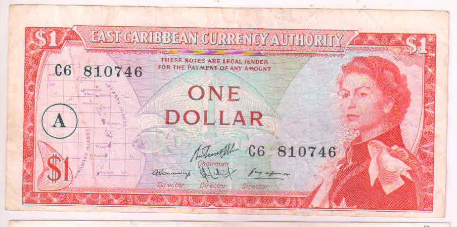 Antigua East Caribbean 1 dollar used currency note - KB Coins & Currencies