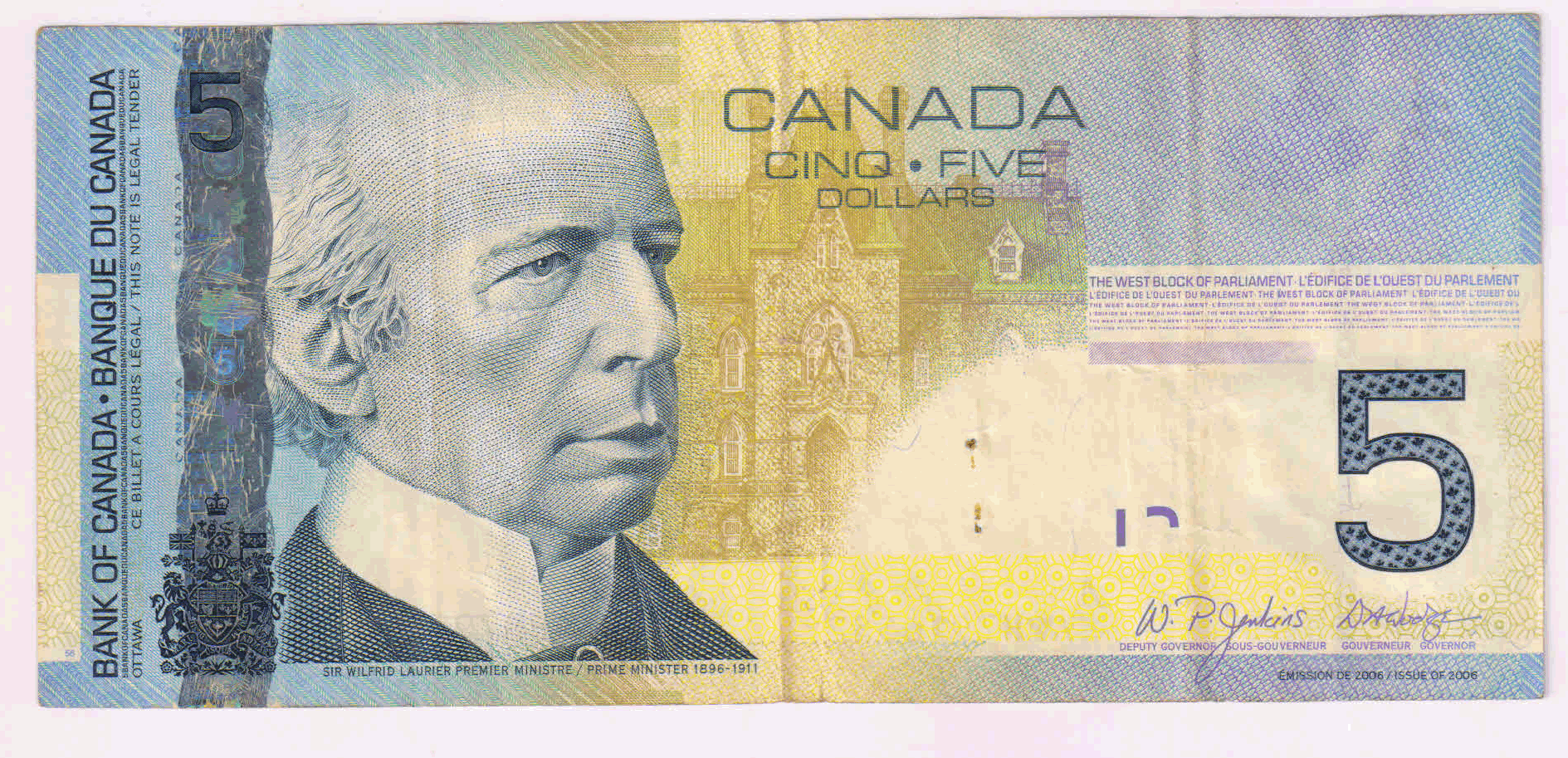 Canada – 5 dollars 2005 used currency note - KB Coins & Currencies